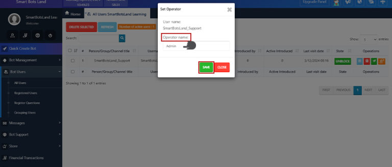define an operator | support bot | Telegram bot | smartbotsland